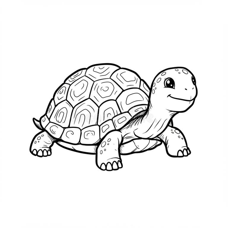 Illustration of a Cartoon Turtle with a Friendly Expression. the Turtle ...