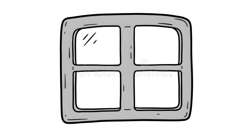 Illustration of a Cartoon Window Frame with Four Panes and Simple ...