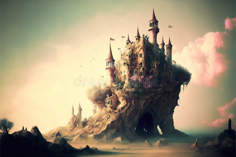 Castle in Fantasy, Creative Digital Illustration Painting Stock ...