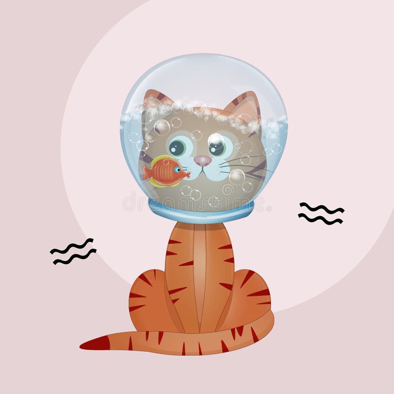 Cat in the Astrological Sign of Aquarius Stock Illustration ...