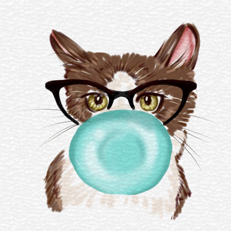 Illustration of Cat with Bubble Um and Eyeglasses Stock Illustration ...
