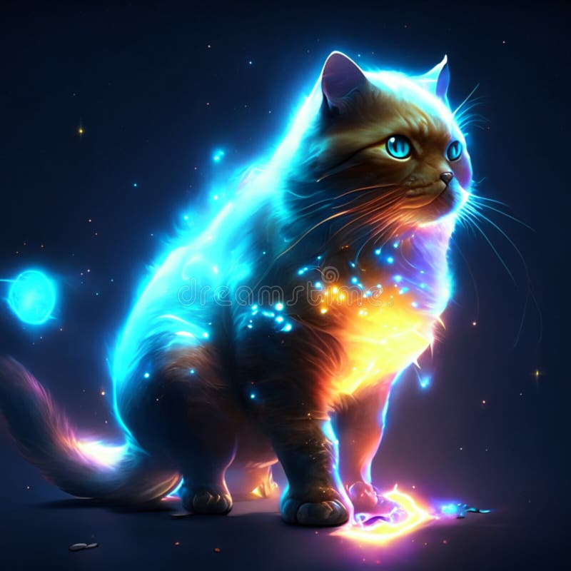 Illustration of a Cat in a Cosmic Space. 3d Rendering Generative AI ...