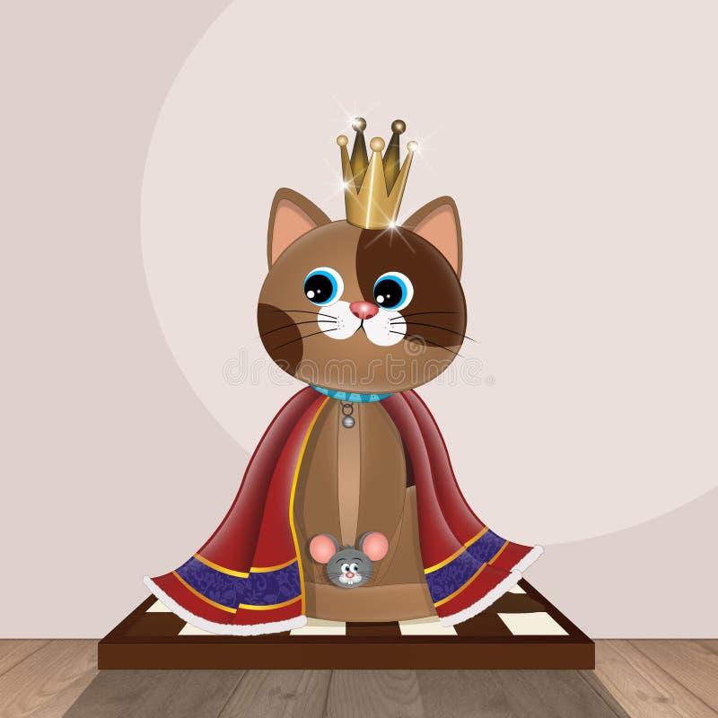 Illustration of the Cat King on the Chessboard Stock Illustration ...