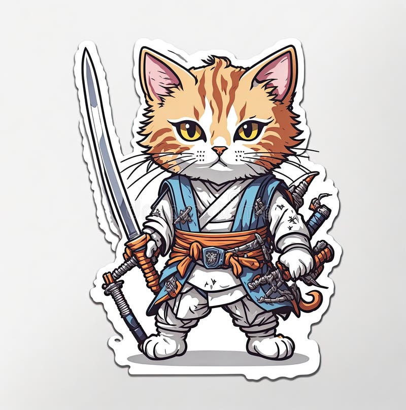 Illustration of a Cat in a Knight Costume with a Sword. Stock ...