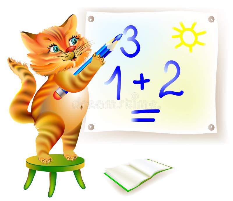 Cat arithmetic stock illustration. Illustration of chalkboard - 43971721