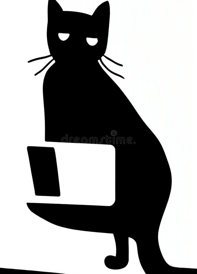 Illustration of Cat with Loptop Stock Illustration - Illustration of ...