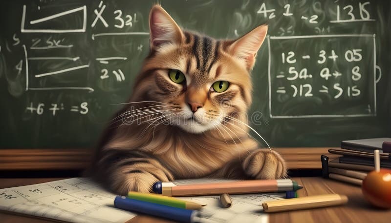 Illustration of a Cat Math Professor Stock Illustration - Illustration ...