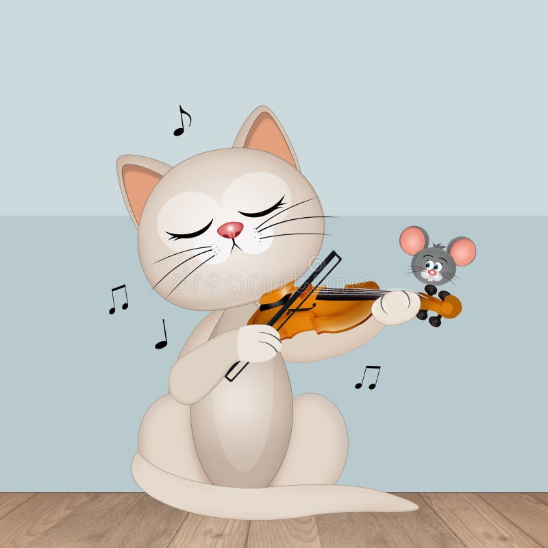 Illustration of Cat Playing the Violin Stock Illustration ...