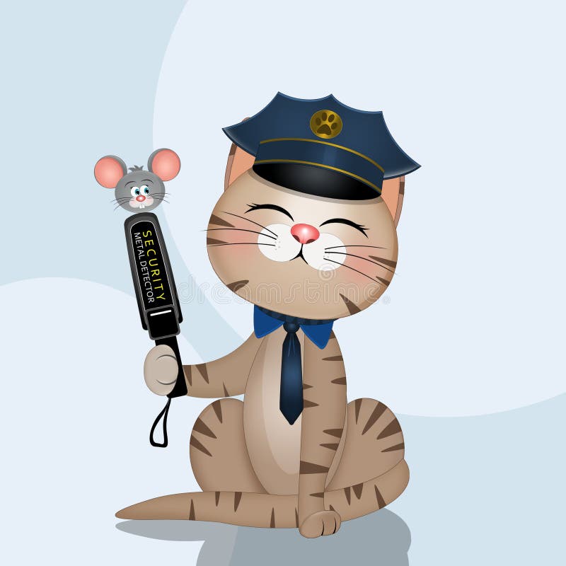 Illustration of Cat Security Officer Stock Illustration - Illustration ...