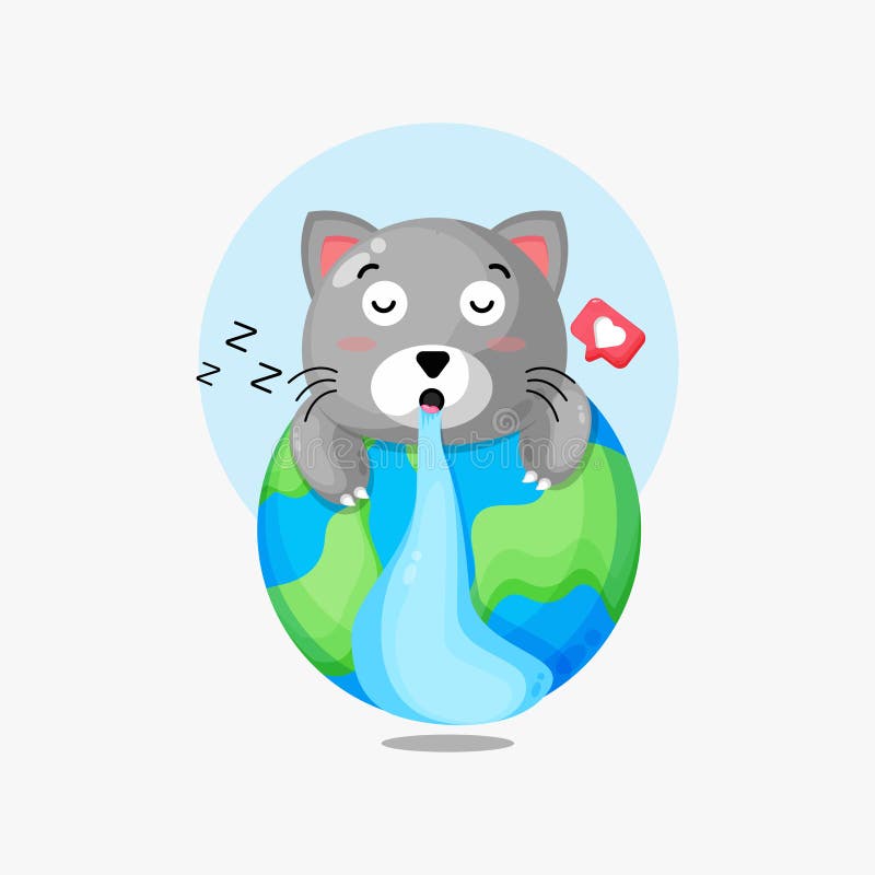 Illustration of a Cat Sleeping on the Earth Stock Vector - Illustration ...