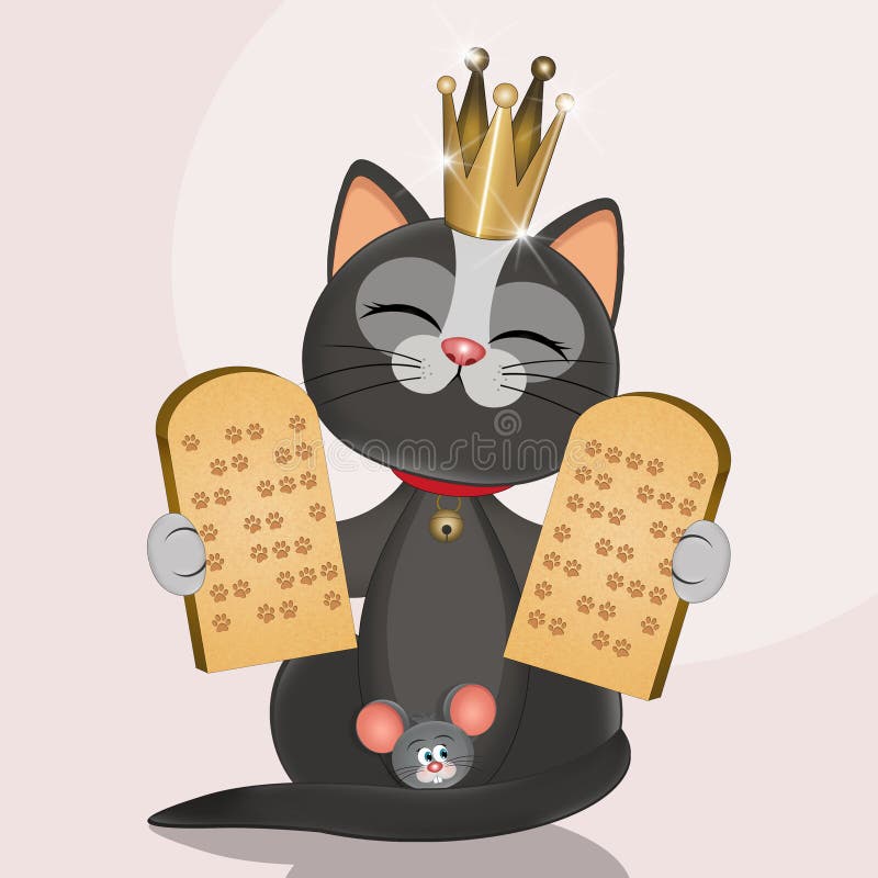 The Cat with the Ten Commandments Stock Illustration - Illustration of ...
