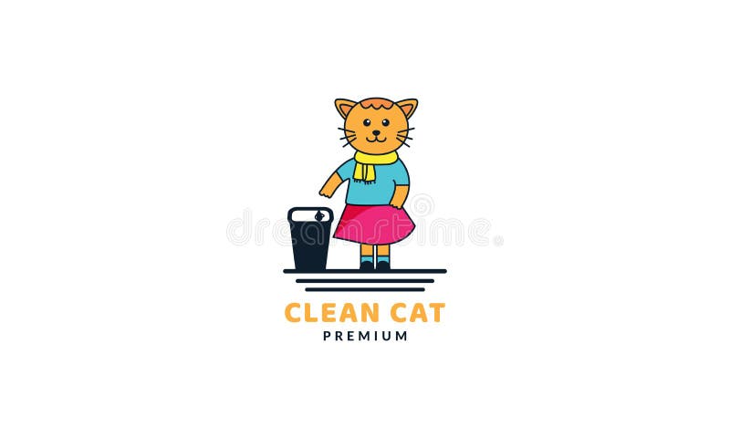 Illustration Cat Throw Garbage Logo Stock Vector - Illustration of ...