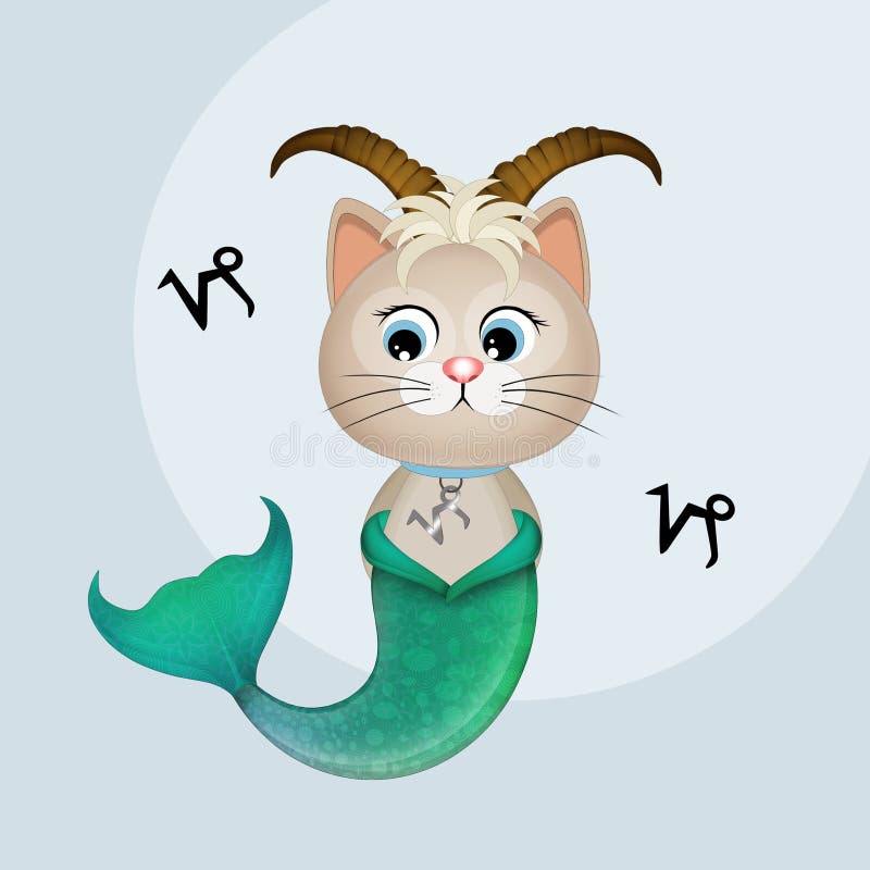 Illustration of Cat in the Zodiac Sign of Capricorn Stock Illustration ...