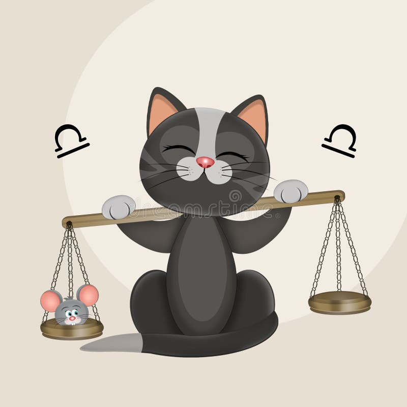 Illustration of Cat in the Zodiac Sign of Libra Stock Illustration ...