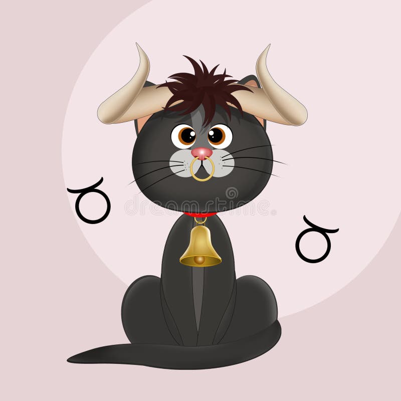 Illustration of Cat in the Zodiac Sign of Taurus Stock Illustration ...