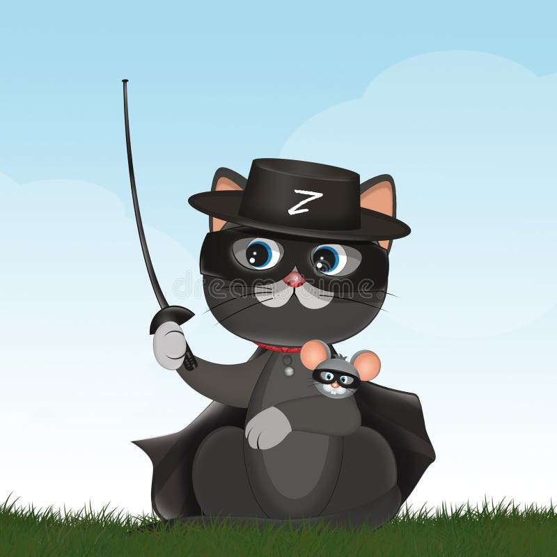 Illustration of Cat with Zorro Costume Stock Illustration ...