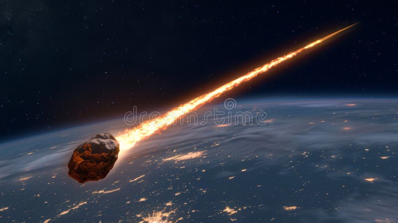 Illustration of Catastrophic Event Meteor Impact on Earth in a Dramatic ...