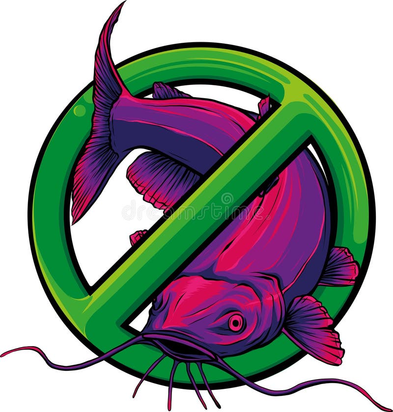 Vector Illustration of Catfish on Forbidden Symbol Stock Vector ...