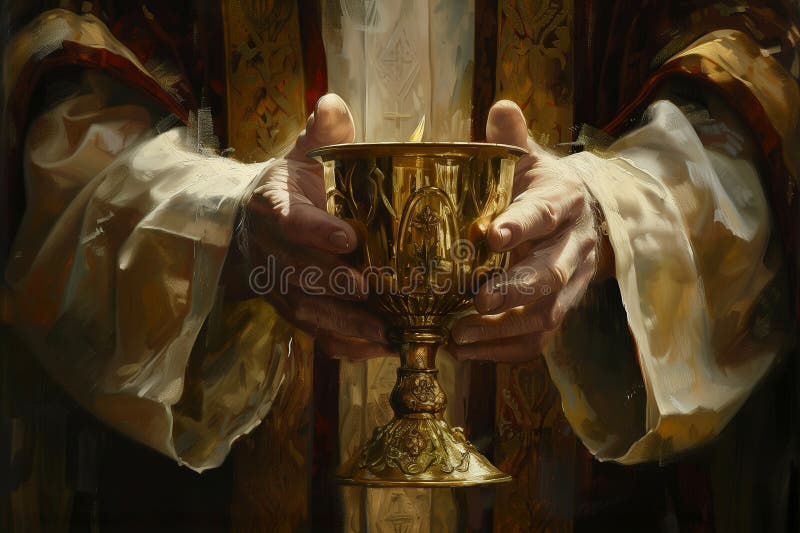 Catholic Priest S Hands Holding the Eucharist Chalice. Stock ...