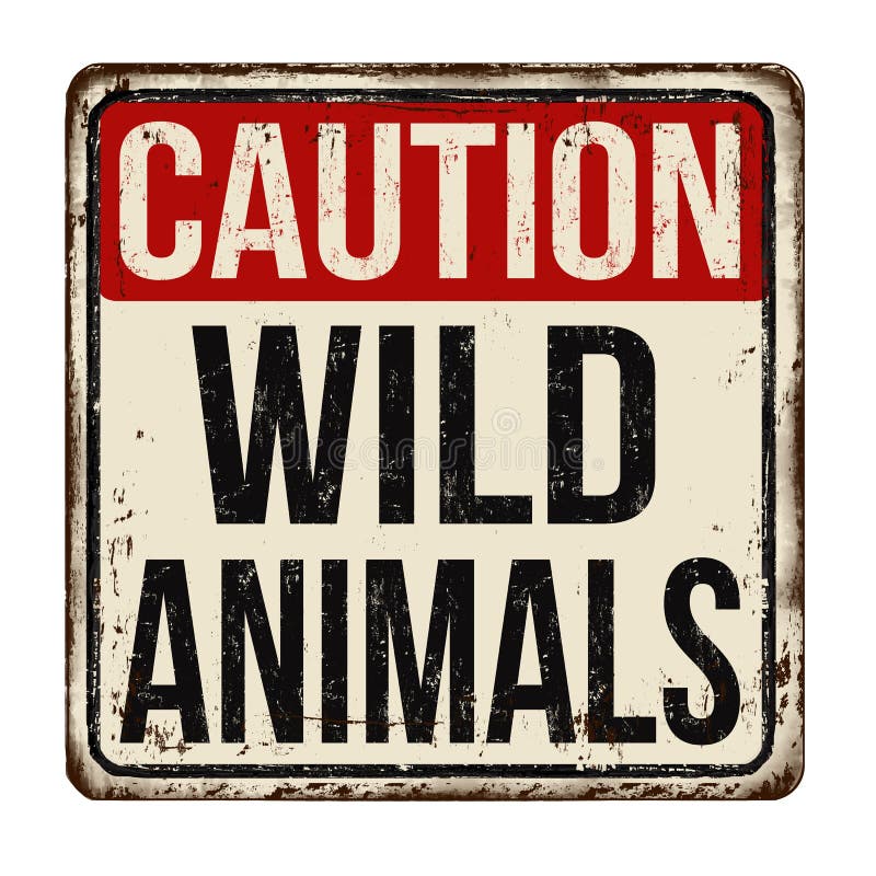 Illustration of a Caution, Wild Animals Sign Isolated on a White ...