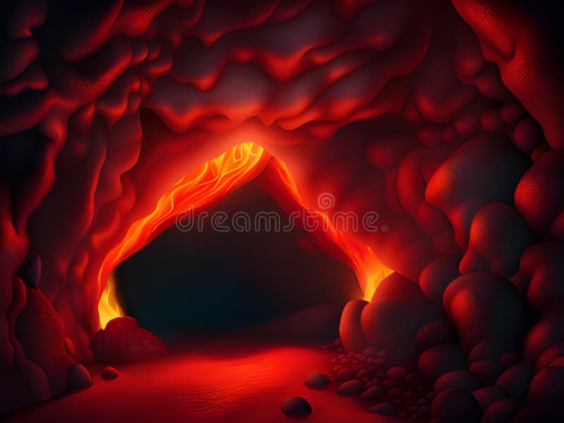 Illustration of a Cave with a Fire in a Cave Stock Illustration ...