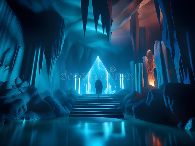 Illustration of a Cave with a Lot of Ice and Stones Stock Illustration ...