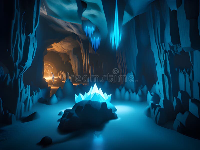 Illustration of a Cave with a Lot of Ice and Stones Stock Illustration ...
