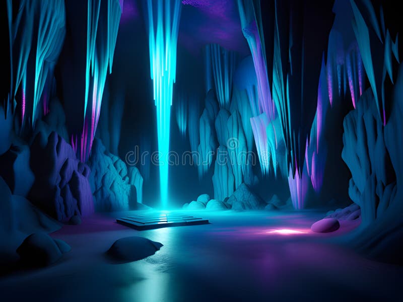 Illustration of a Cave with a Lot of Ice and Stones Stock Illustration ...