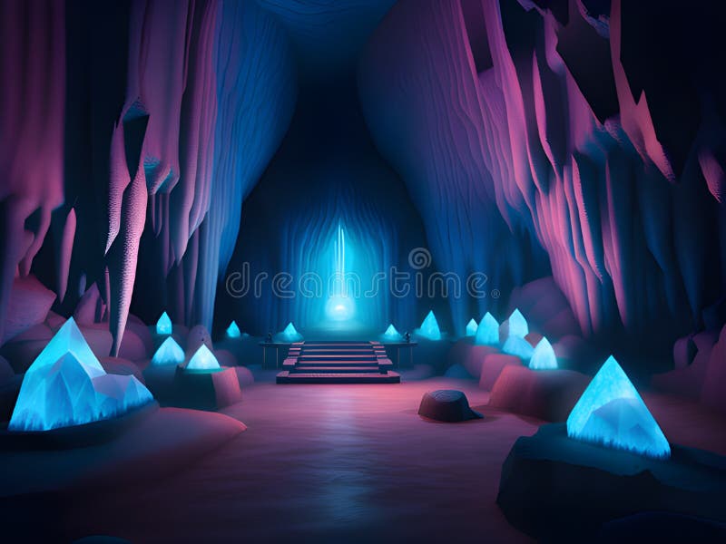 Illustration of a Cave with a Lot of Ice and Stones Stock Illustration ...