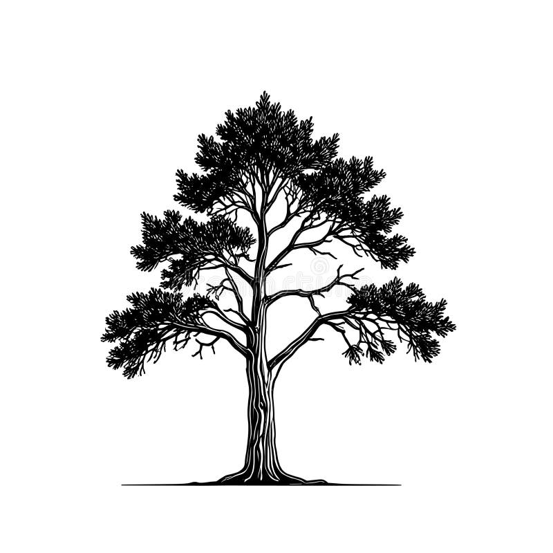 Cedar Tree Icon in Simple Line Art Style Stock Vector - Illustration of ...