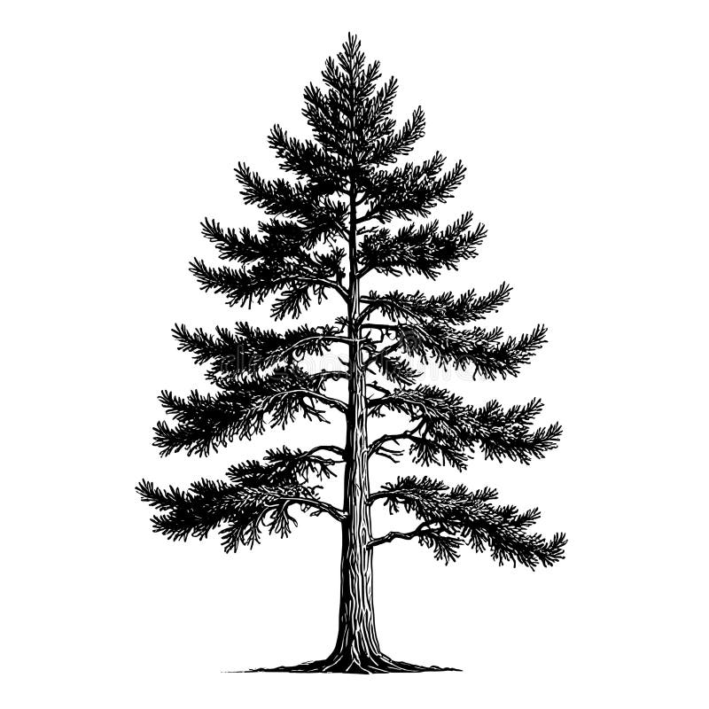 Cedar Tree Icon in Simple Line Art Style Stock Vector - Illustration of ...