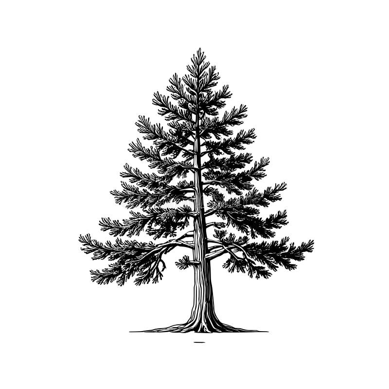 Cedar Tree Icon in Simple Line Art Style Stock Vector - Illustration of ...