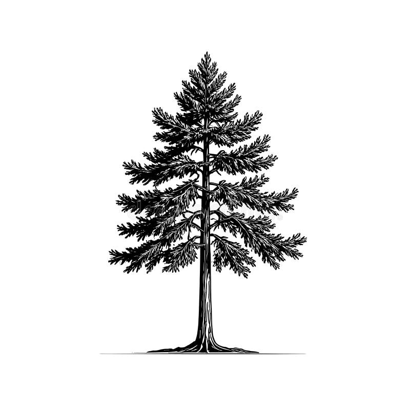 Cedar Tree Icon in Simple Line Art Style Stock Vector - Illustration of ...