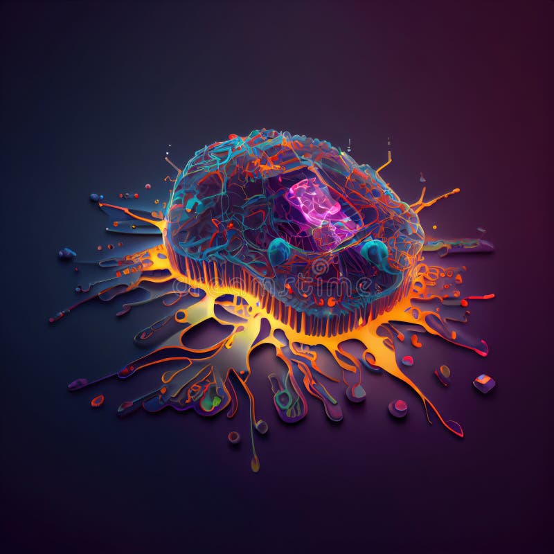 An Illustration of a Cell with a Bunch of Viruses. Generative AI Stock ...
