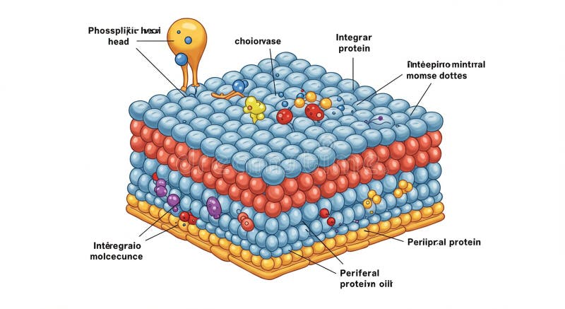 Illustration of a Cell Membrane Structure, Featuring a Double Layer ...
