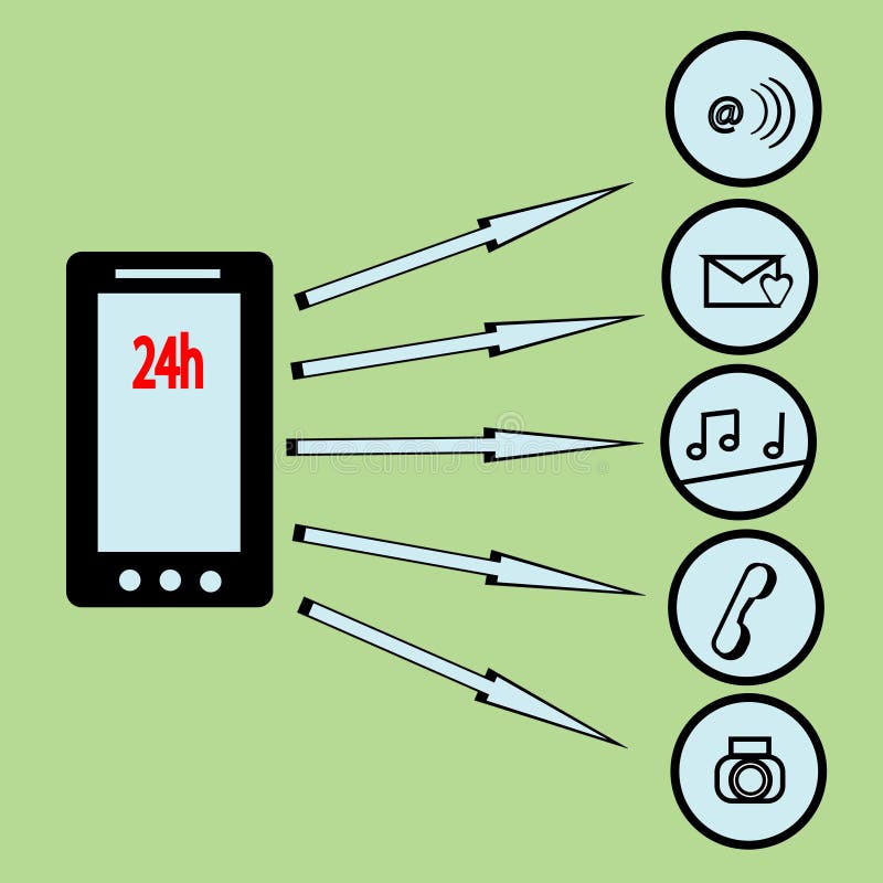 Illustration Cell Phone Functions. Stock Vector - Illustration of ...