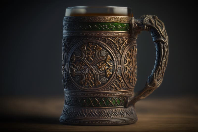 A Celtic Beer Mug with Some Foam Stock Illustration - Illustration of ...