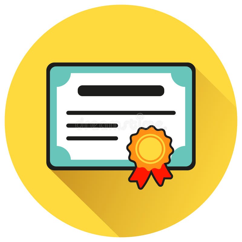 Certificate Circle Yellow Flat Icon Stock Vector - Illustration of ...