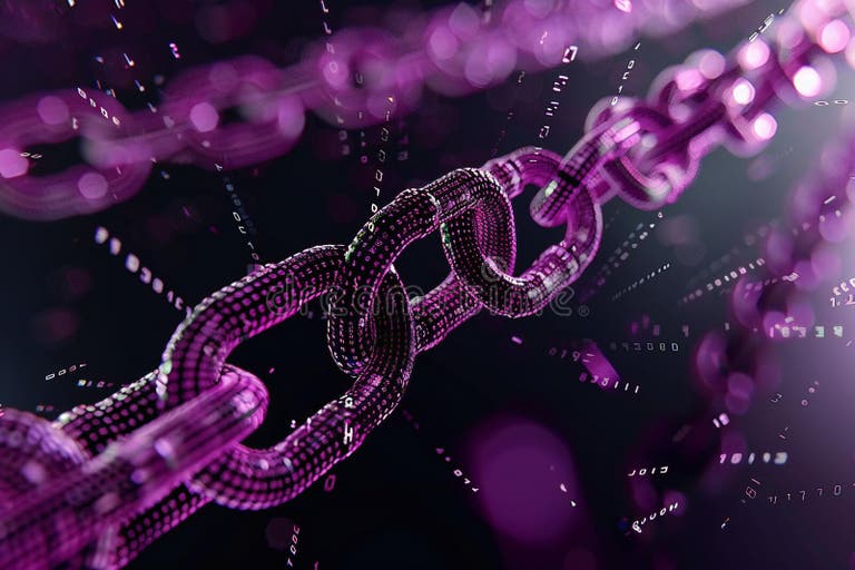 Illustration of of a Chain Made from Binary Code, with a Purple Color ...