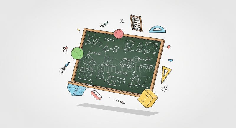 Illustration of a Chalkboard Filled with Mathematical Equations ...