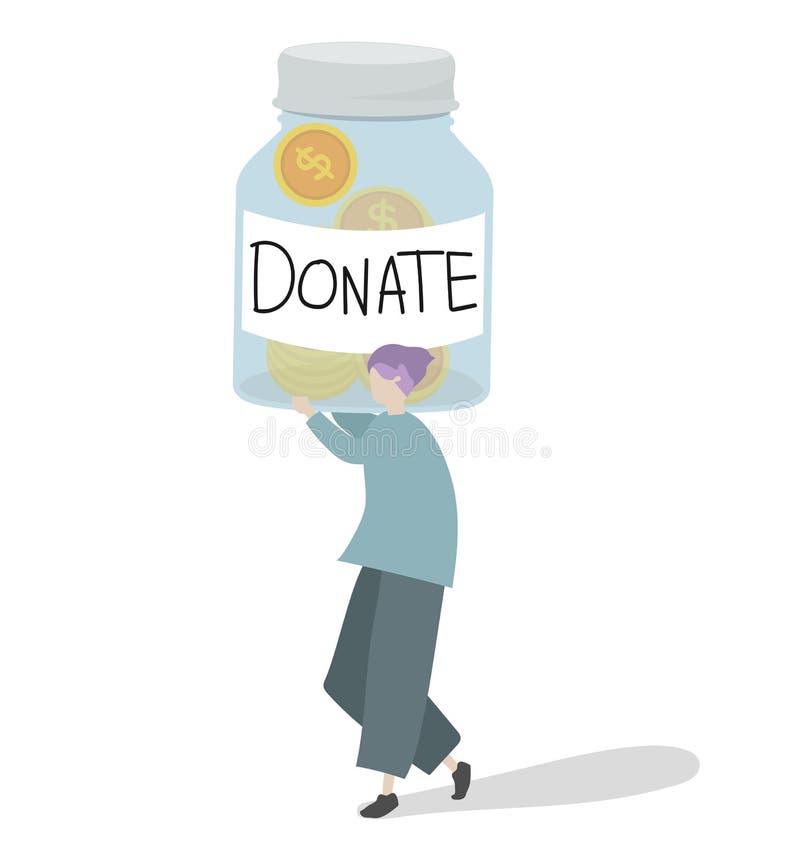 Illustration of a Character Donating Money Stock Vector - Illustration ...
