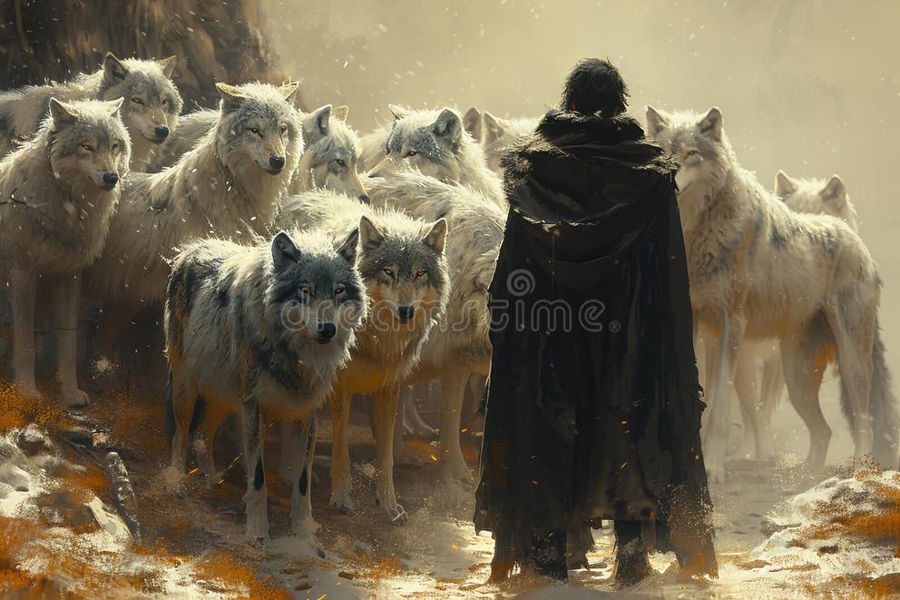 The Character of Evil is Standing with Wolves Behind Him Stock ...