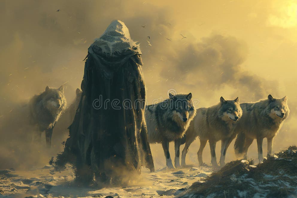 The Character of Evil is Standing with Wolves Behind Him Stock ...