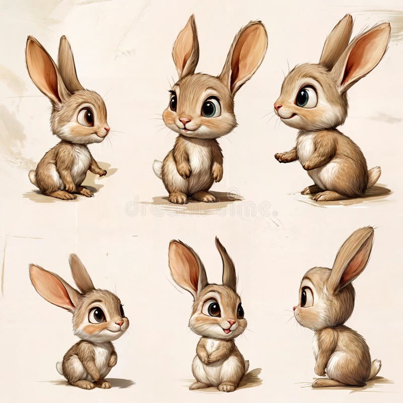 Baby Rabbit,different Angles,character Sheet,children´s Book Stock ...