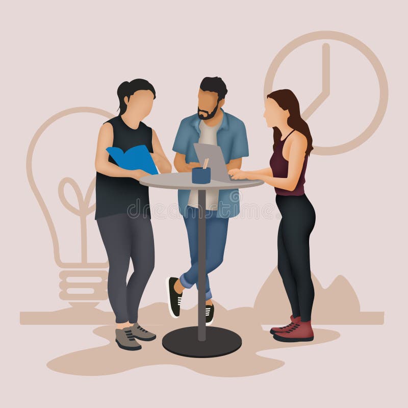 Flat Illustration Character Team Work Stock Illustration - Illustration ...