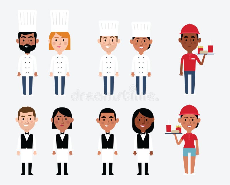 Illustration of Characters Depicting Catering Occupations Stock Vector ...