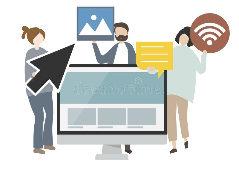 Illustration of Characters and Internet Concept Stock Vector ...
