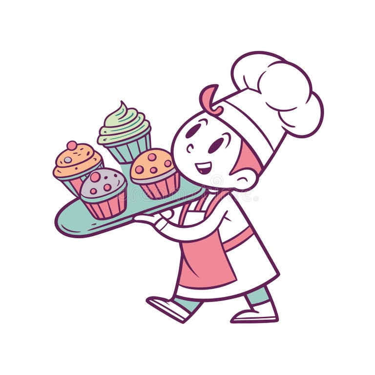Charming Baker Unique Character Design Stock Vector - Illustration of ...