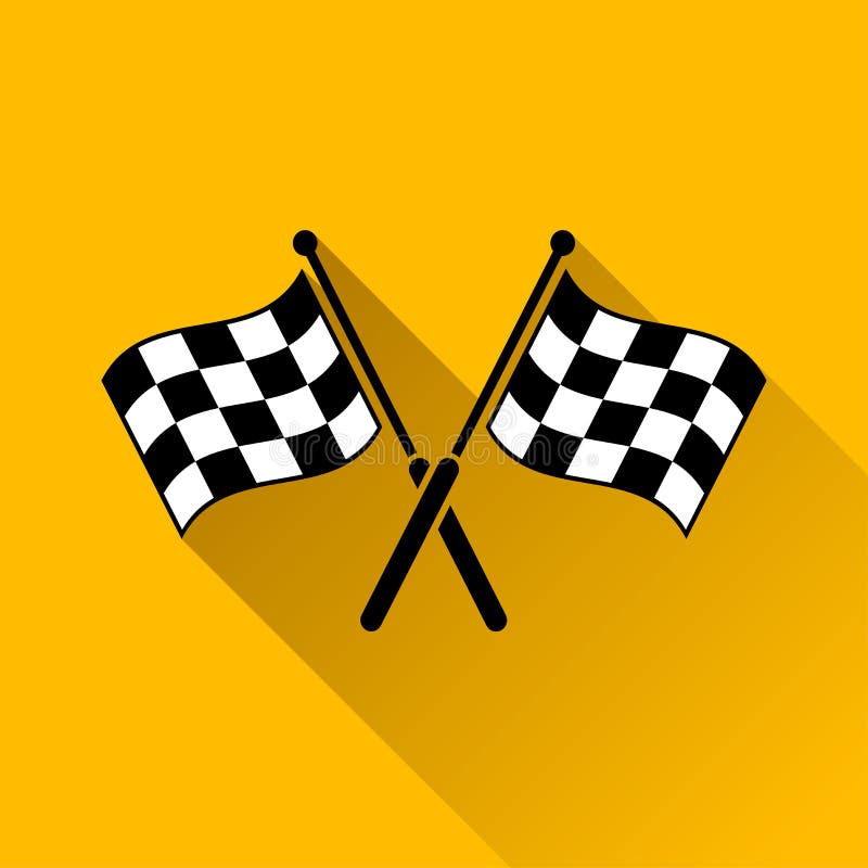Checkered Flags with Long Shadow Stock Vector - Illustration of color ...