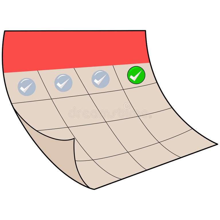 Illustration of a Checklist Calendar with Checkmark on Selected Date ...